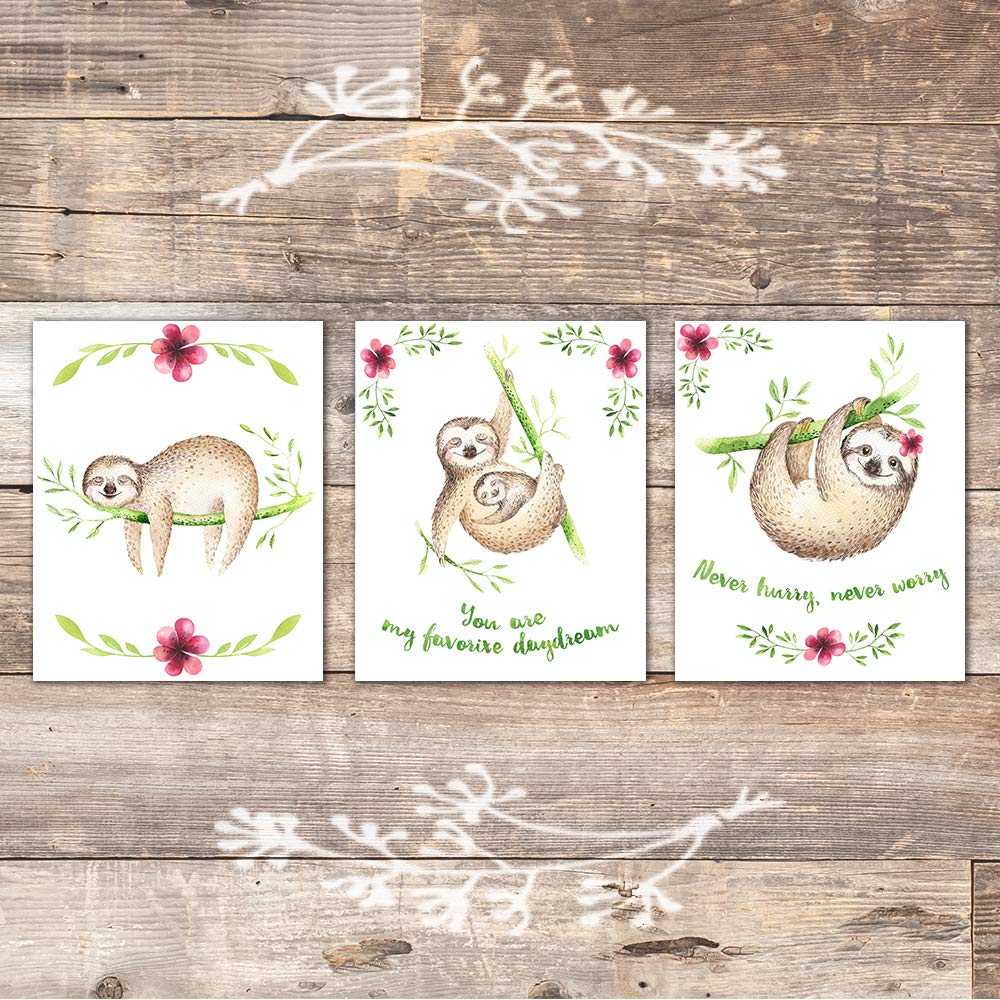 Amazon.com: Sloth Wall Decor (Set of 3) - Unframed - 8x10s: Handmade