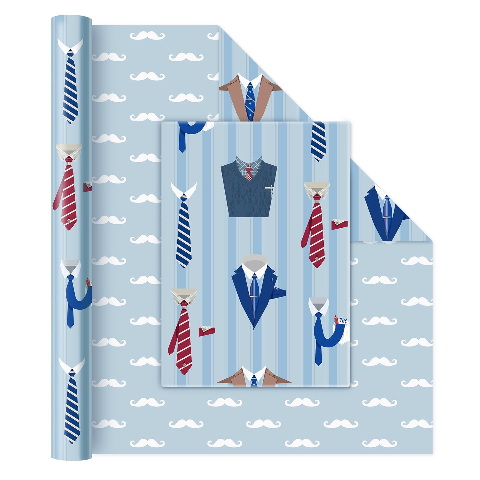 WERNNSAI Father's Day Wrapping Paper - 1 Roll 17” x 33 ft Fathers Gift ...