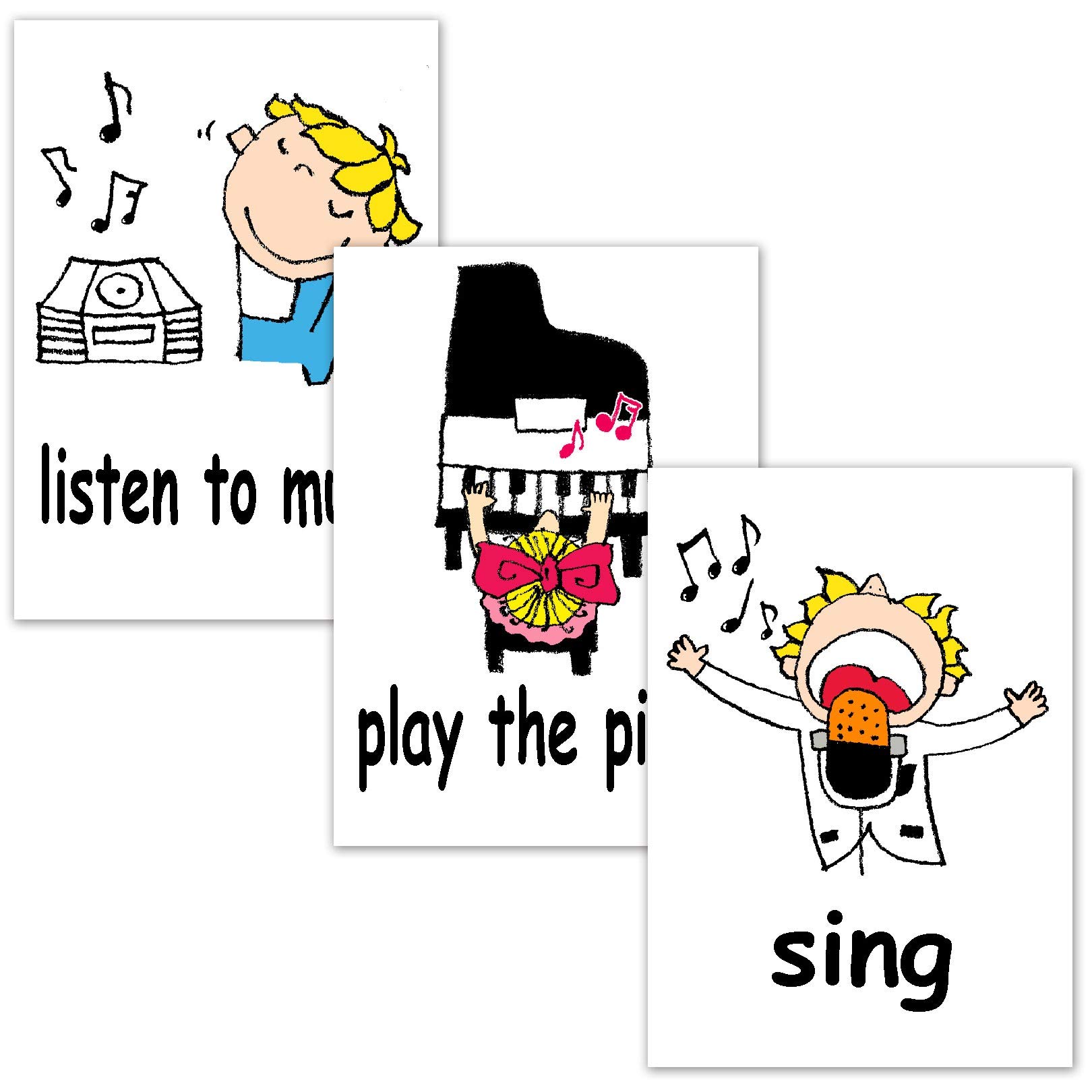 Mua Flash Card [Verb (Music)] A5 Laminated English Card.com Flashcards ...