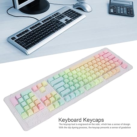 Mua ASHATA 104 Keys PBT Keycaps,Custom PBT Rainbow Keycaps,Ergonomic ...