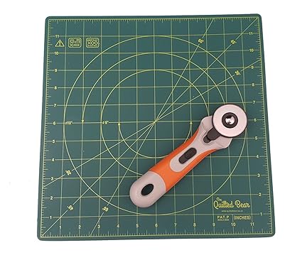DAFA 360° Rotating Self Healing Cutting Mat 12" x 12" Includes a Quilted Bear Rotary Cutter ...