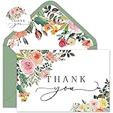 Amazon.com : Whaline Wildflower Thank You Cards Bulk Set of 24 ...