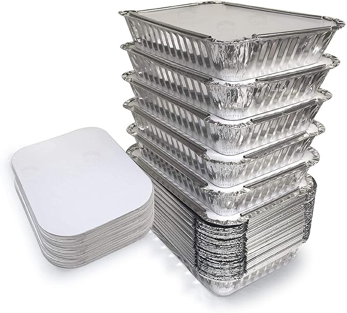 Aluminium Silver Foil Container 250 Millilitre with Lids Pack Of 25