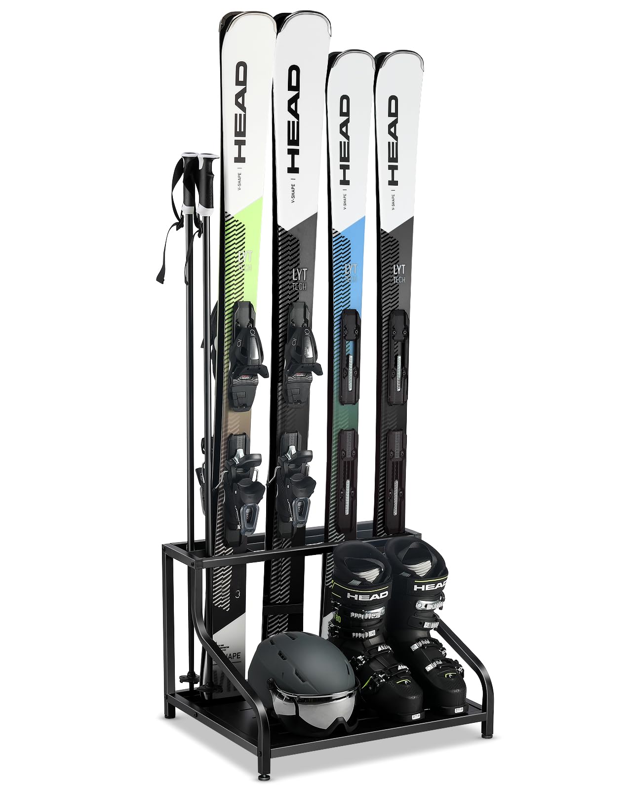 FHXZH Ski Storage Rack for Garage - Freestanding Ski Holders for 4 ...