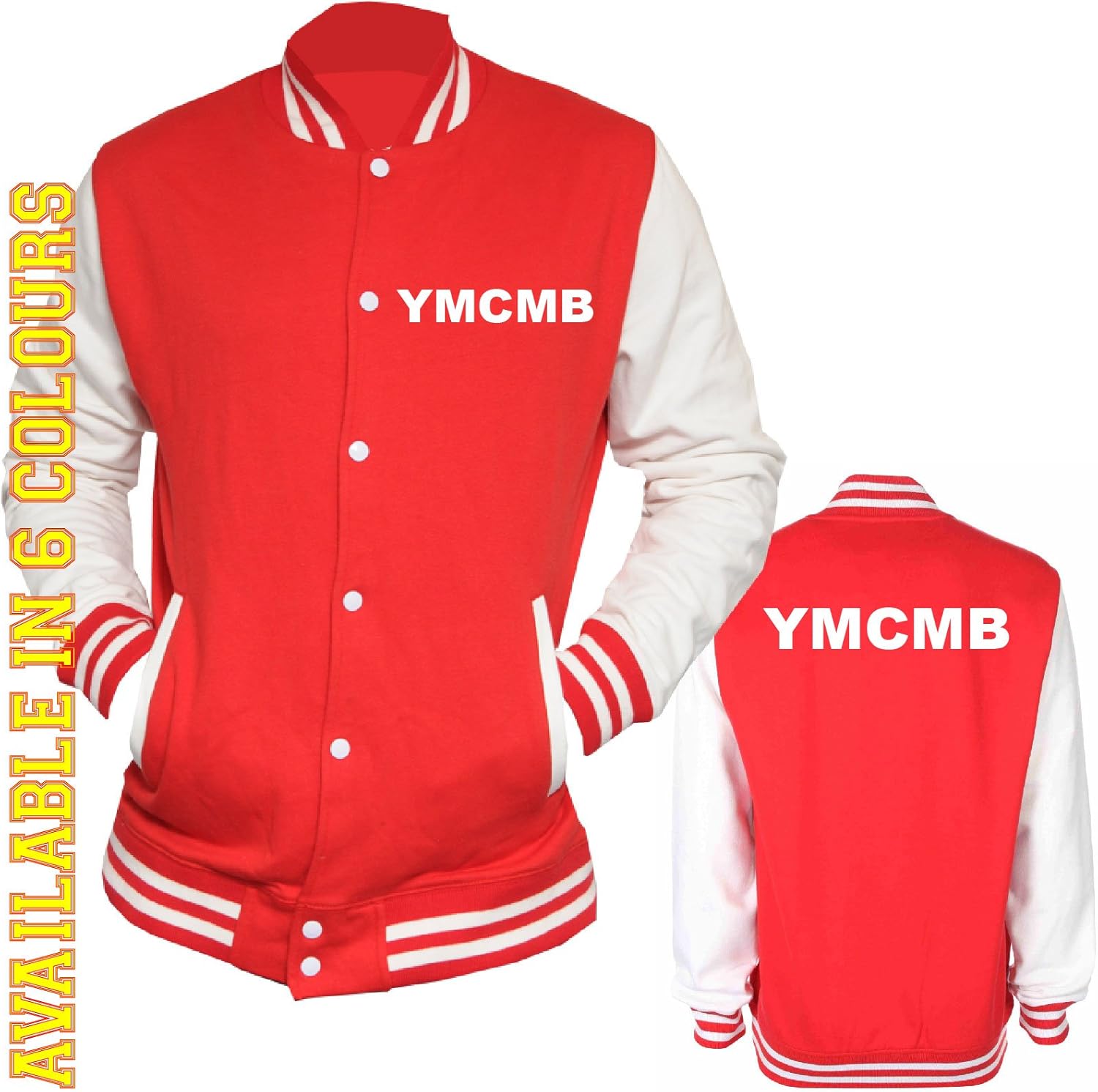 YMCMB LETTERMAN BASEBALL COLLEGE VARSITY JACKET (XX LARGE, RED): Amazon ...