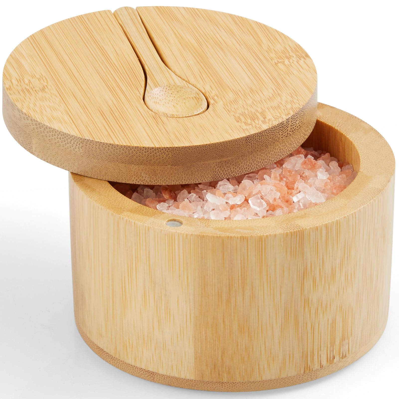 Bivvclaz Bamboo Salt Box with Swivel Lid, Salt Cellar with Lid and ...