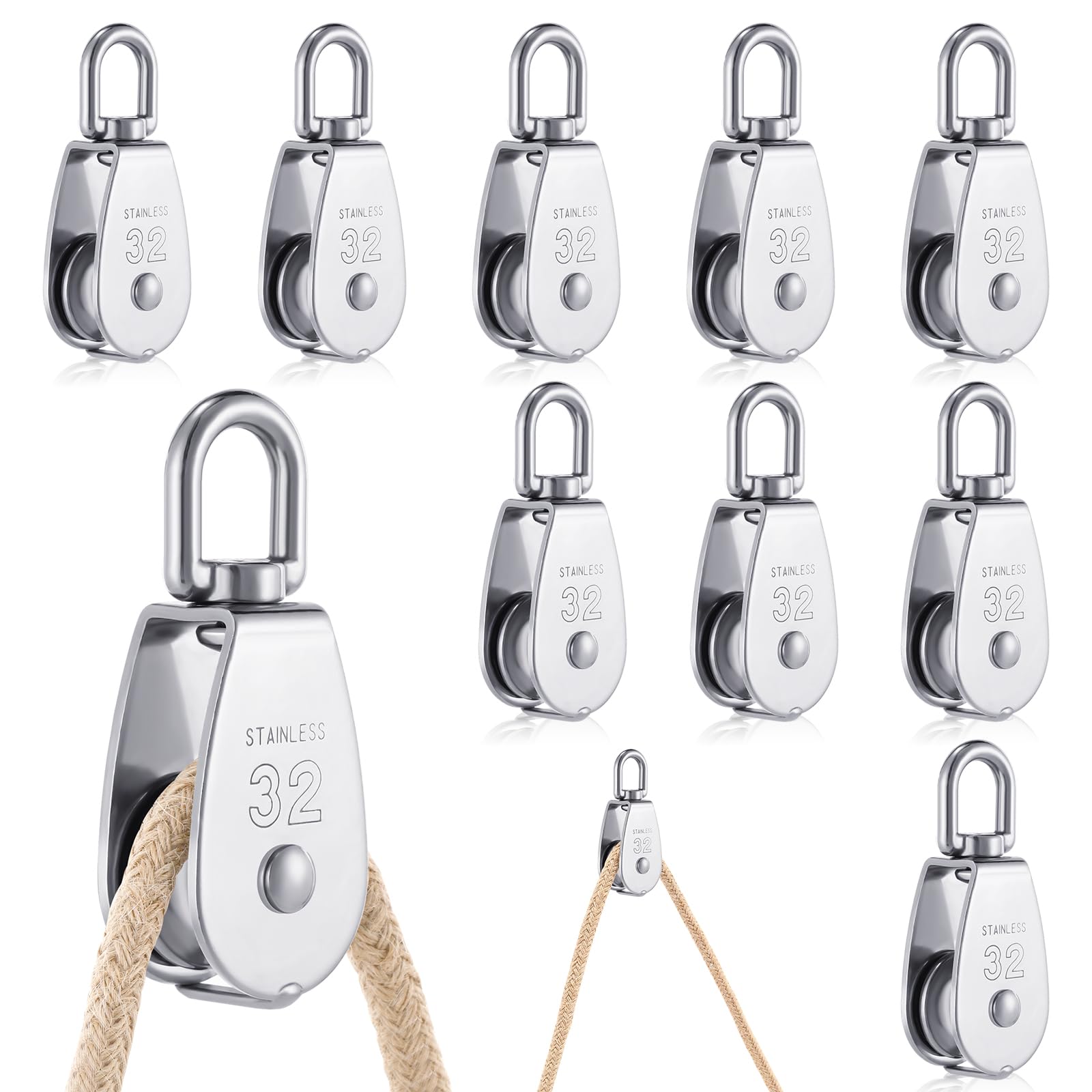 Mua 10 Pack Lifting Single Pulley Roller Loading Stainless Steel Heavy ...