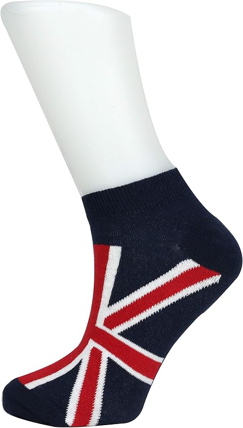 Men Union Jack Flag Cotton Rich Trainer Socks Navy Colour: Amazon.co.uk ...