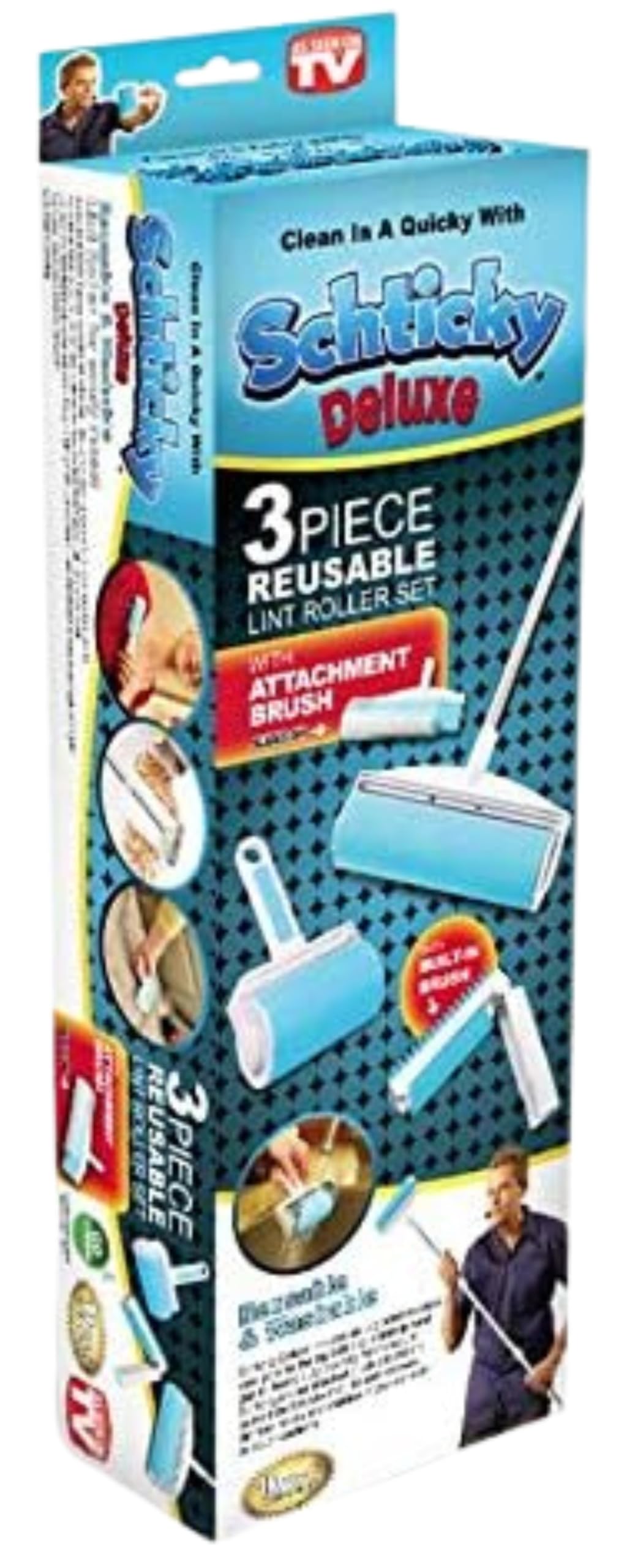 Schticky 3 Piece Lint Roller Set with Extendable Stainless Steel Pole ...