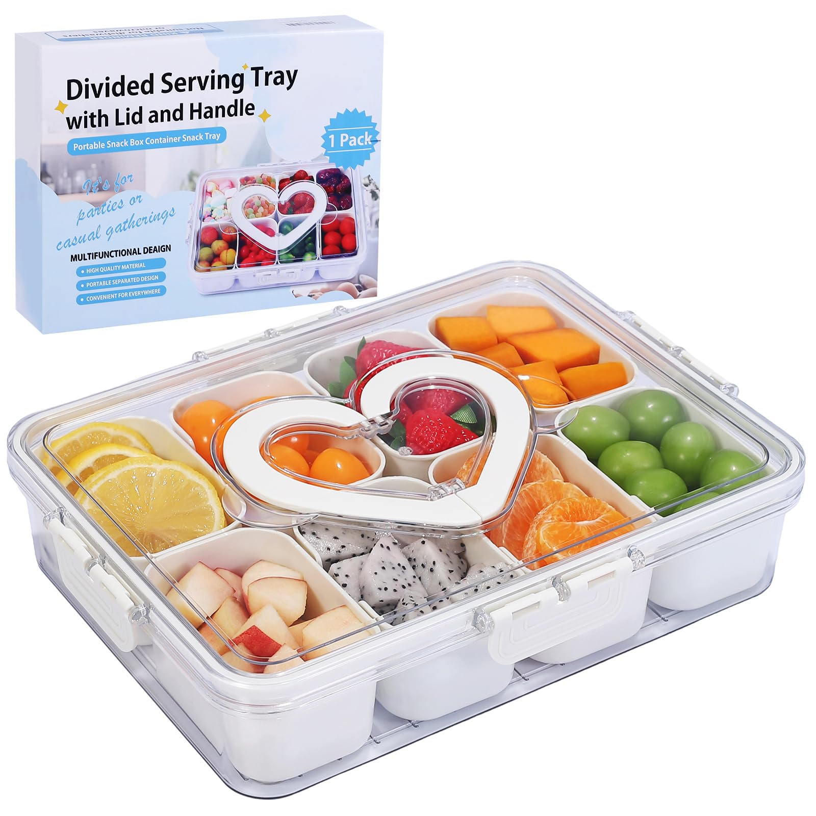 Wuoerr Snack Box Container, Portable Snack Box Container, Divided ...