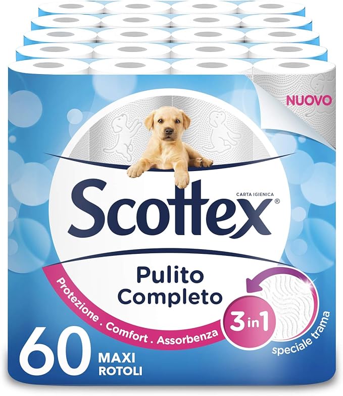 Scottex Pulito Completo Carta Igienica, Confezione da 60 Rotoli Maxi ...