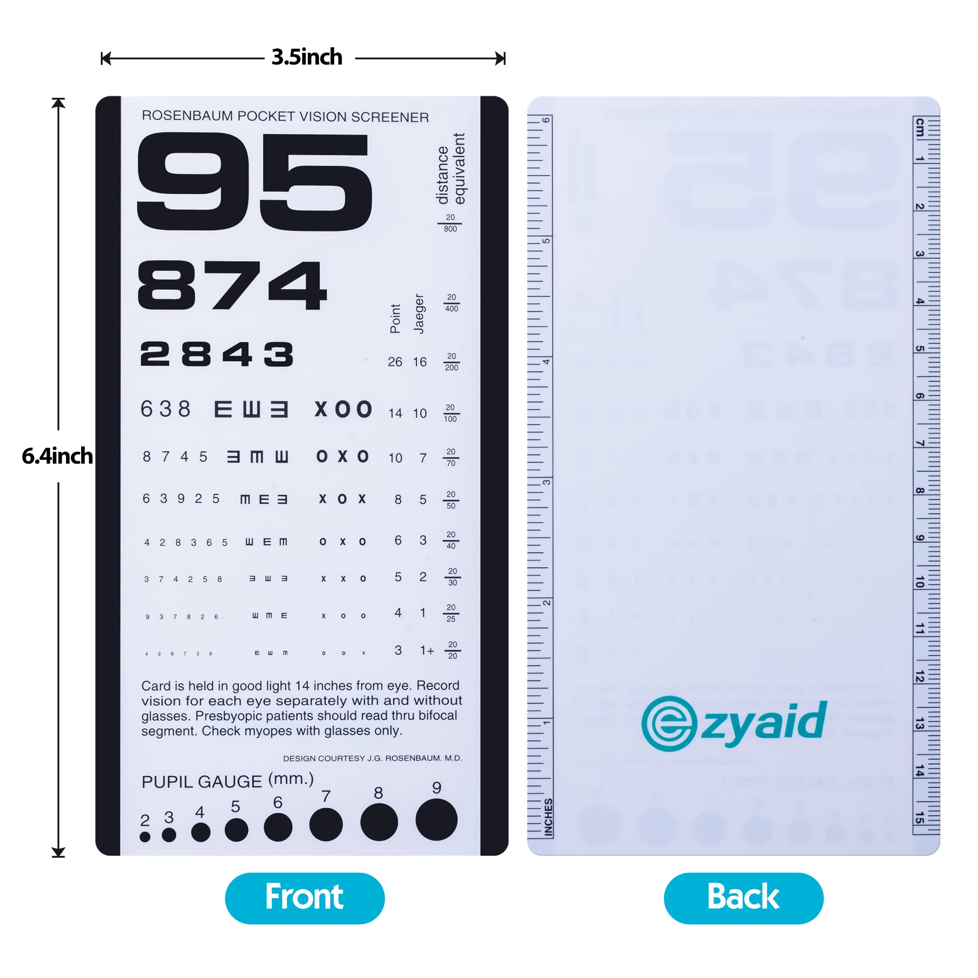 Mua Ezyaid Rosenbaum Pocket Eye Chart with PD Ruler and Eye Occluder ...