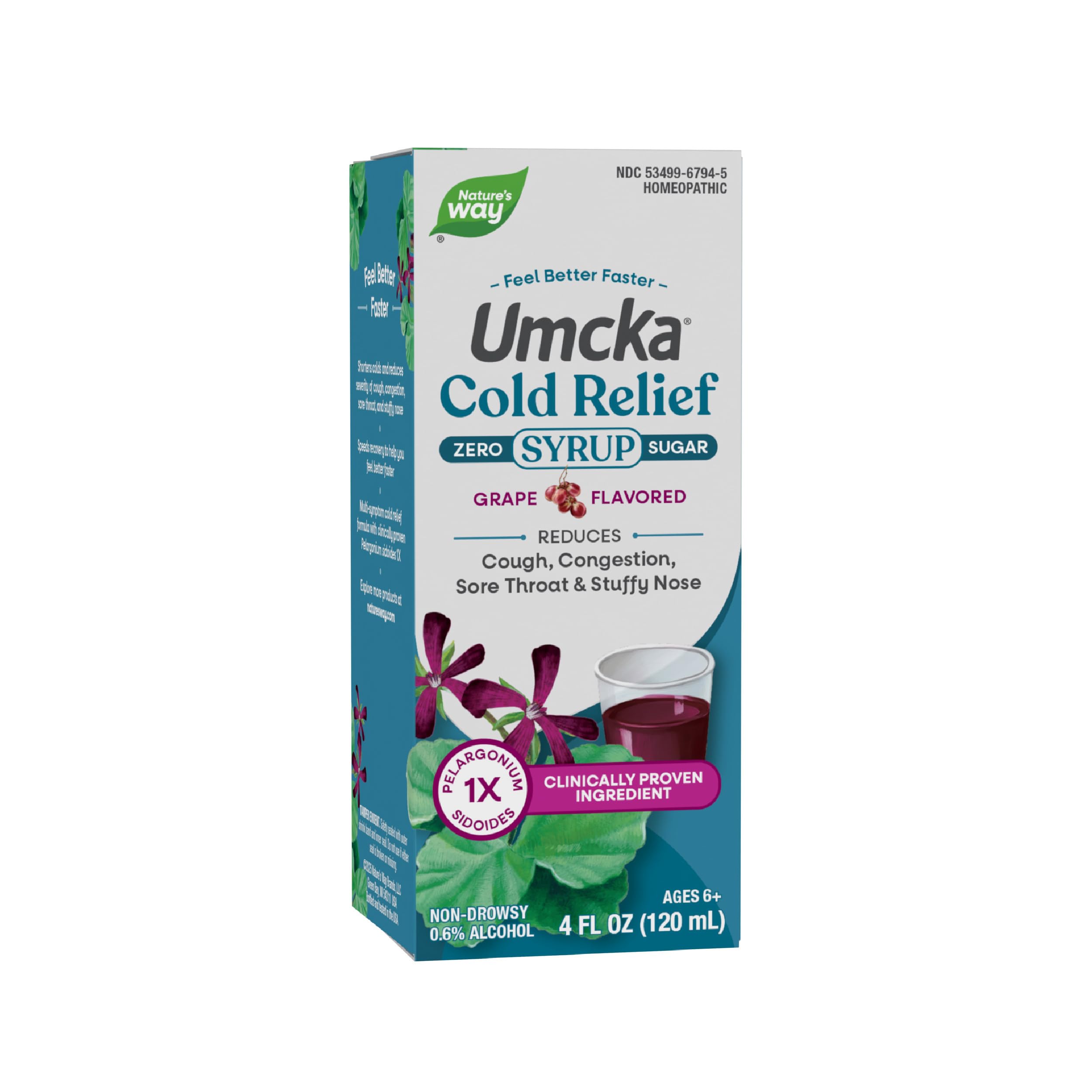 Nature's Way Umcka Cold Relief Zero Sugar Syrup, Umcka, Homeopathic ...
