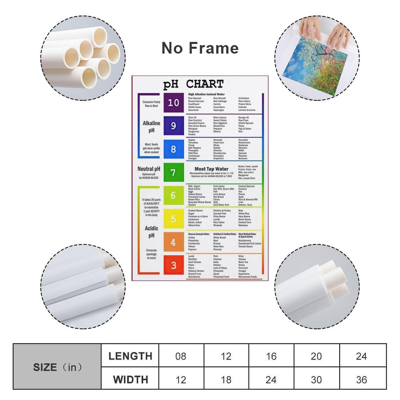 LGDSBHH Alkaline Diet Balance Sheet PH Food Chart Poster Style-6 ...
