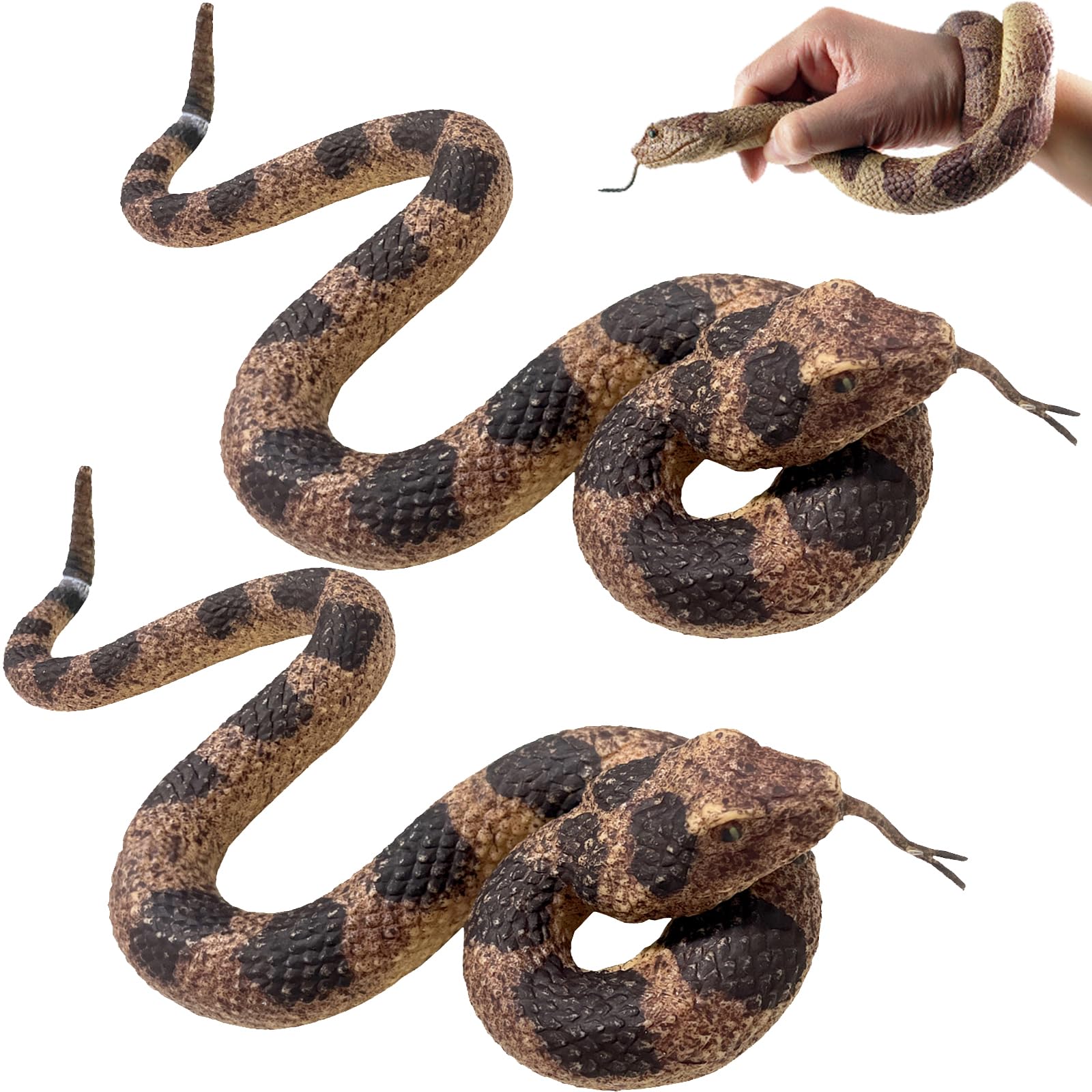 Hsxfl Realistic Fake Snakes Toy Soft Rubber Snake Realistic Keep Birds ...