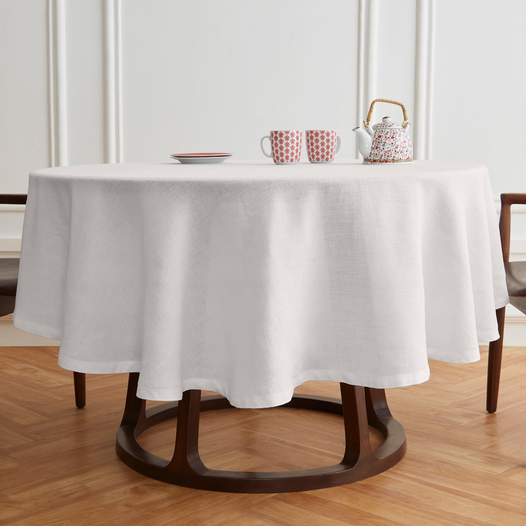 Solino Home Linen Round Tablecloth 70 Inch Diameter – 100% Pure Linen ...