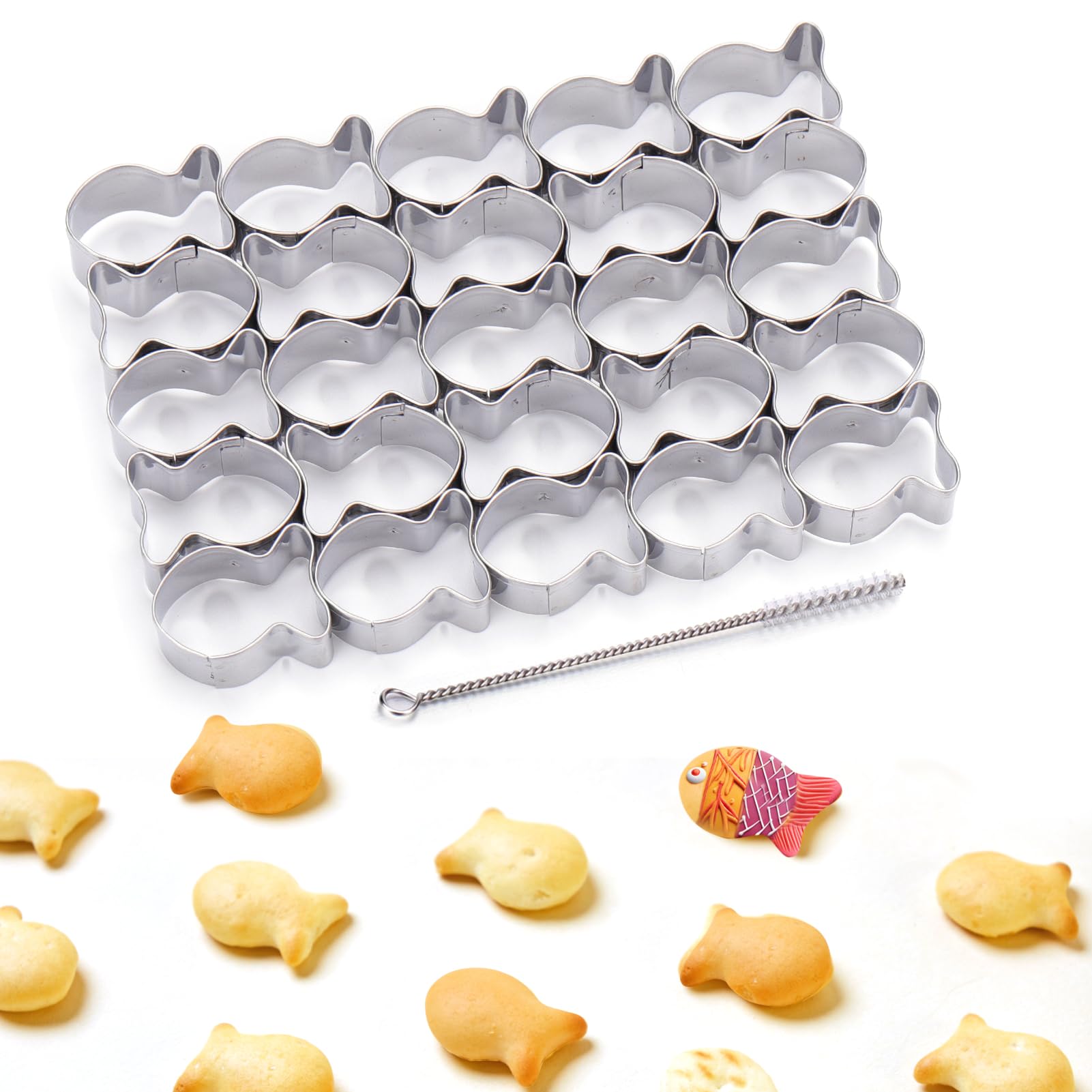 AIERSA Gold Fish Cracker Cutter,25 Cavity Fish Cookie Cutter,Mini Gold ...