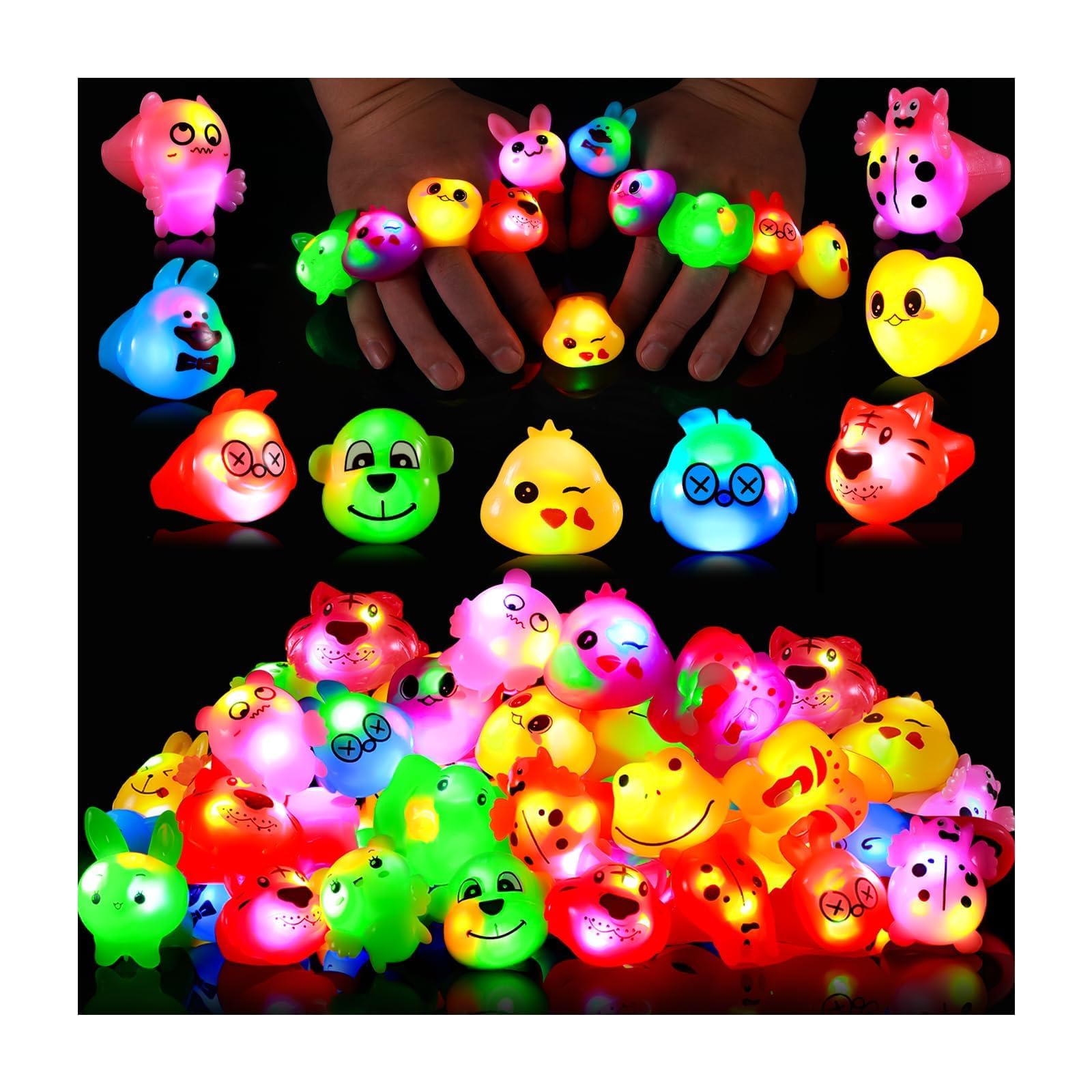 Mikulala 24 Pack LED Light up Animal Rings, Halloween Party Favors for ...