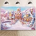 Amazon.com : MEHOFOND 7x5ft Christmas Gingerbread House Photography Background, Winter Pink ...