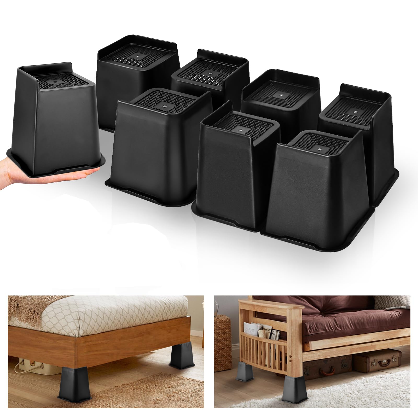 shouwuhho Bed Risers 1 inch, 2 inch, 3 inch, 4 inch, 5 inch, 6 inch, 8 ...
