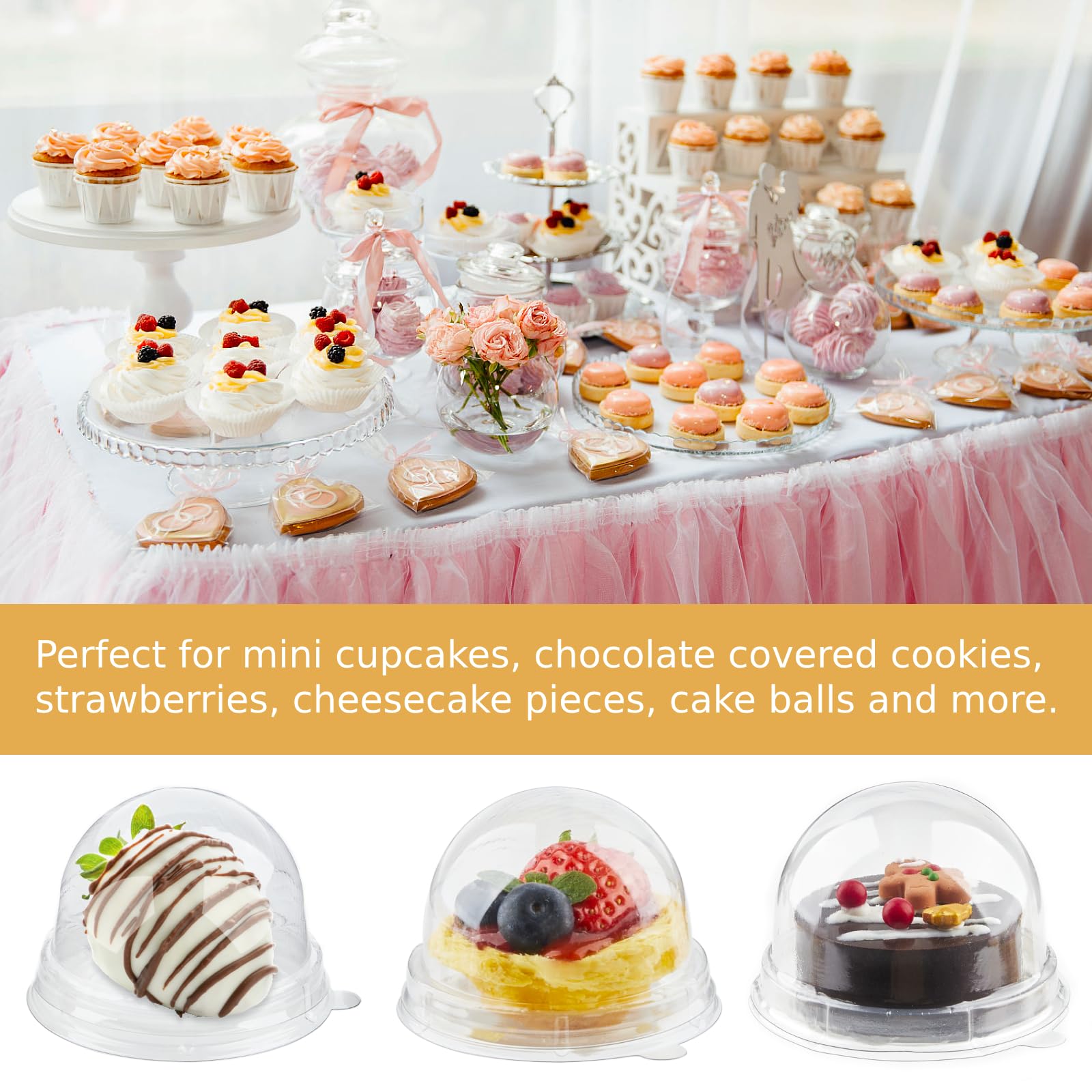 Mua 100 Pack Mini Bundt Cake Containers Clear Plastic Cupcake Box with ...