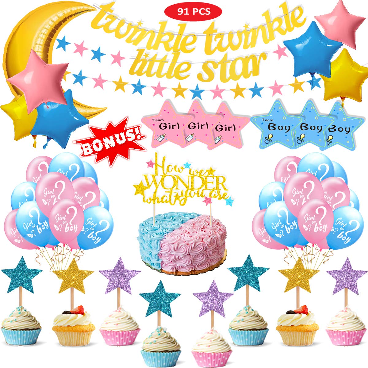 Buy TWINKLE TWINKLE LITTLE STAR Theme Gender Reveal Party Supplies ...