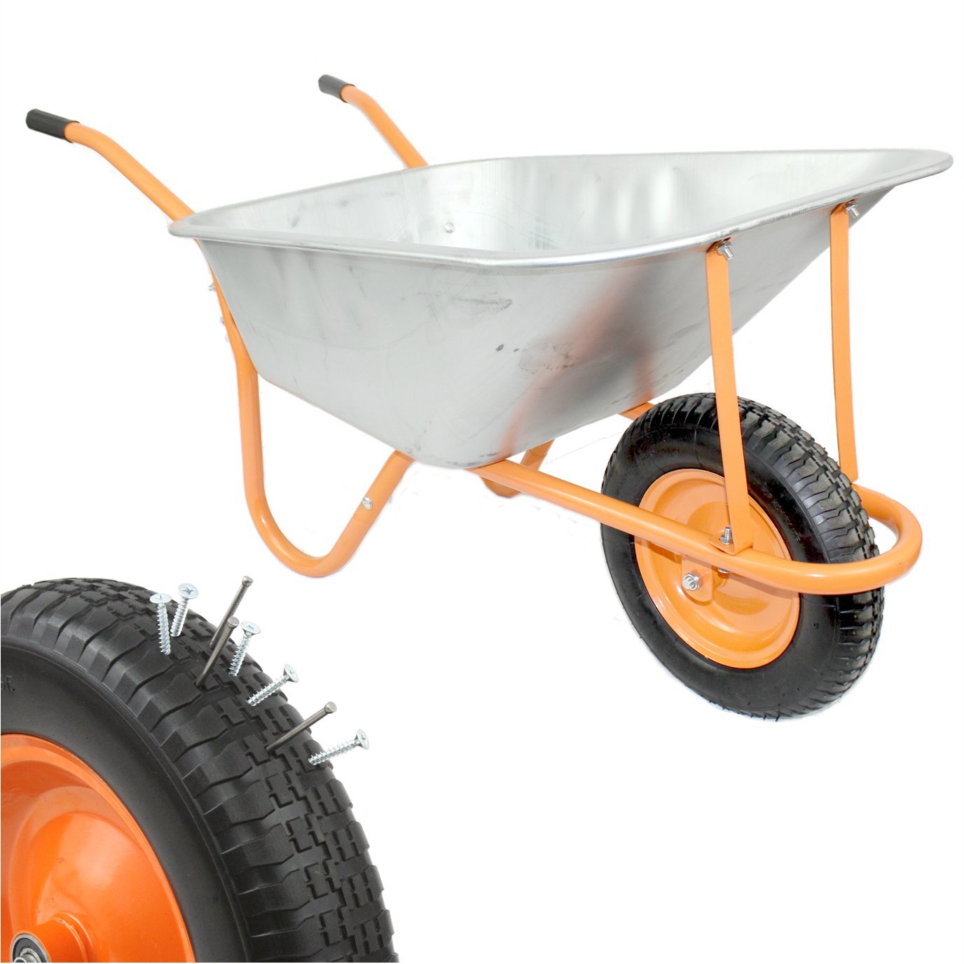 Buy New DJM Heavy Duty Galvanised Steel Garden Wheelbarrow 90ltr 180kg ...