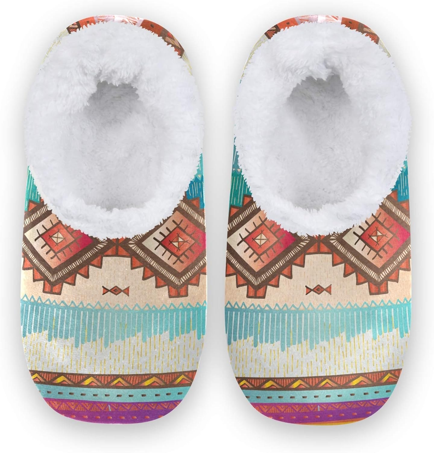 Amazon.com | Fuzzy House Slippers for Women and Men Colored Bohemia ...