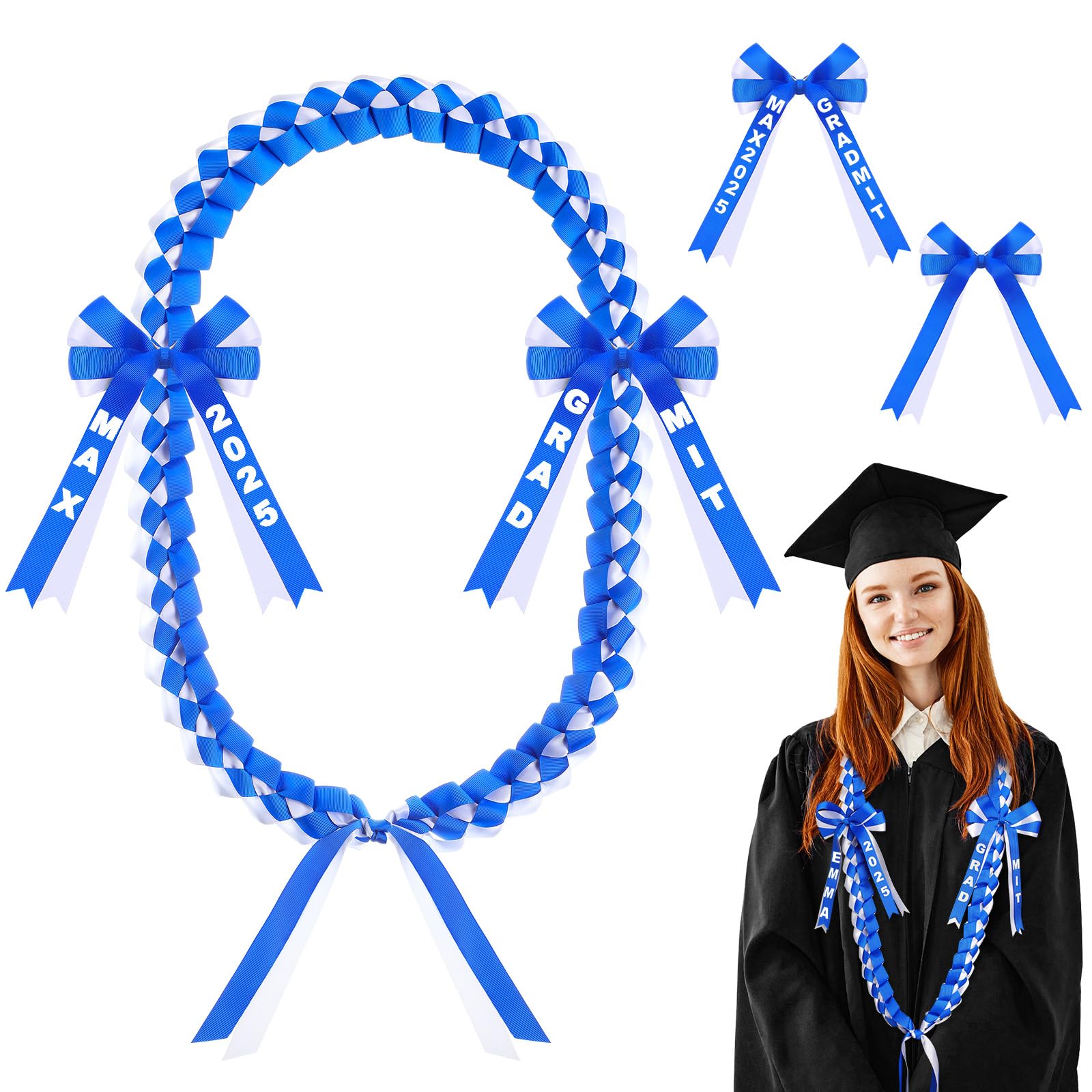 Suncalla Graduation Leis with Bows Class of 2025 DIY Graduation Ribbon Lei with Alphabet Letter ...