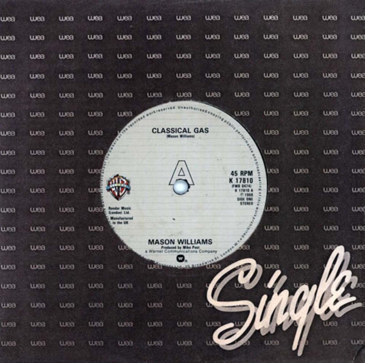 MASON WILLIAMS, MASON WILLIAMS - Classical Gas - Mason Williams 7" 45 ...