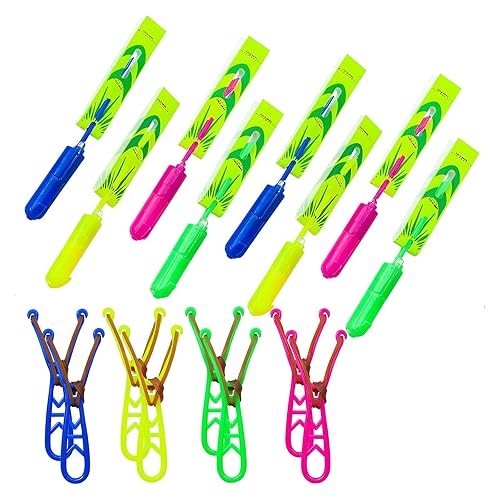 Slingshot Flying with LED Lights Glow The Dark Party,12 Launchers + 12 ...