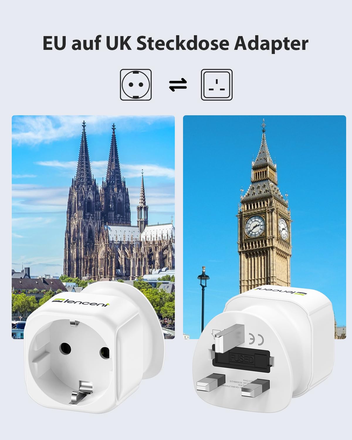 Mua LENCENT 2 x Travel Adaptor Power Adapter Germany to UK Travel Plug ...