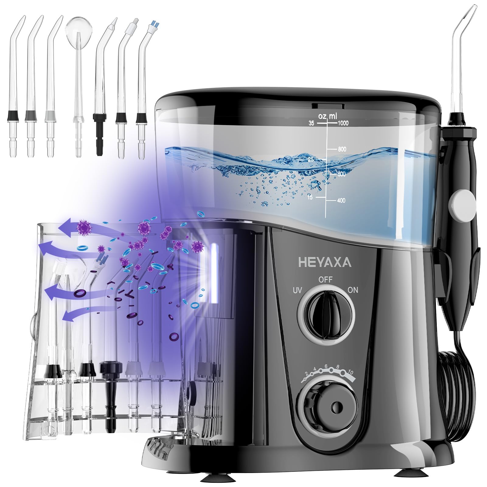 HEYAXA Water Dental Flosser for Teeth Cleaning with 1000ML Large ...