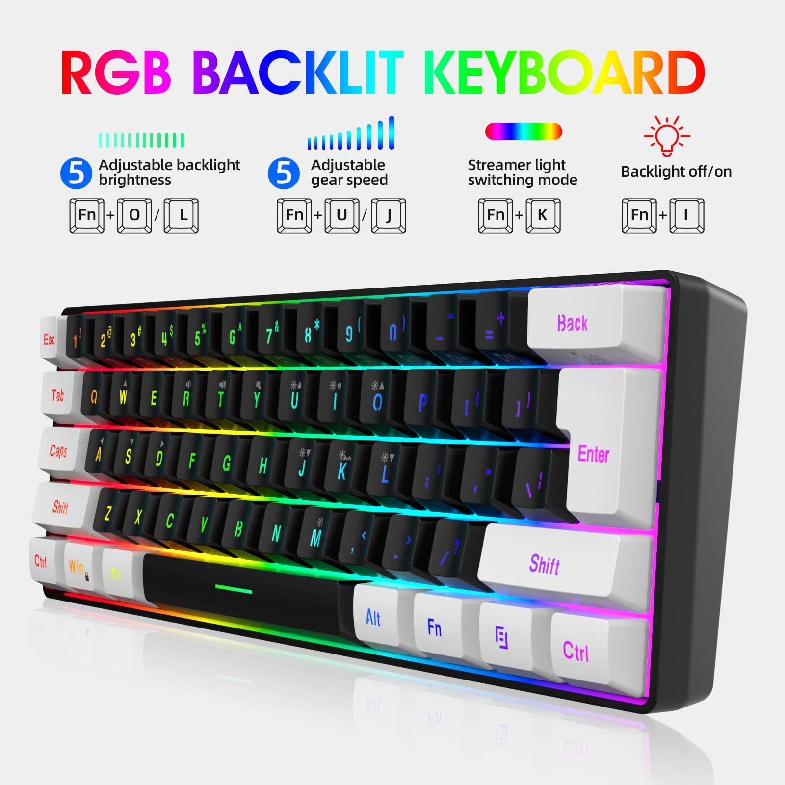 Mua Snpurdiri 60% Wired Gaming Keyboard, Small RGB Backlit Membrane ...