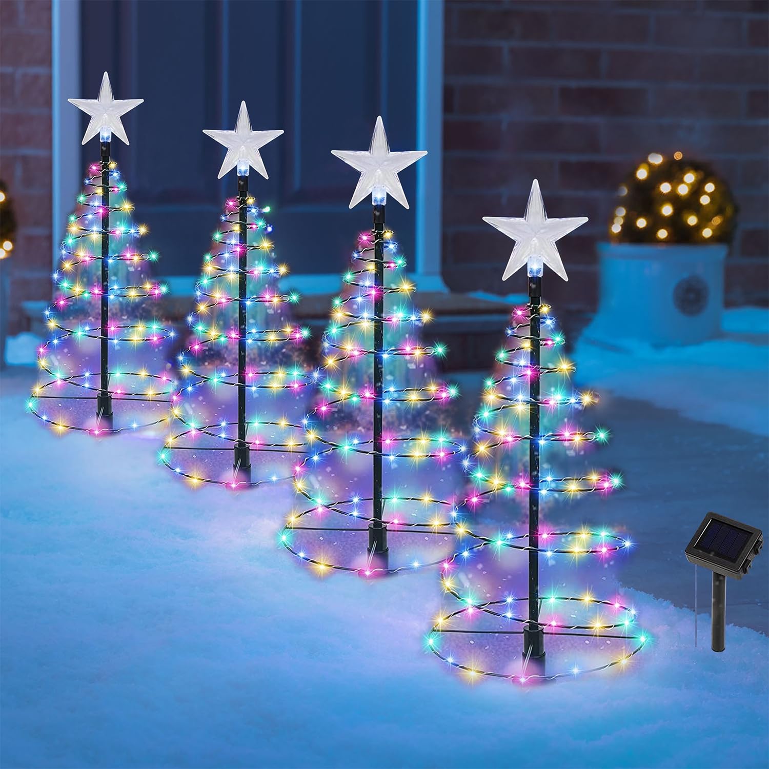 Dynaming 4 Pack Solar Spiral Christmas Trees with Lights, 19" Outdoor ...
