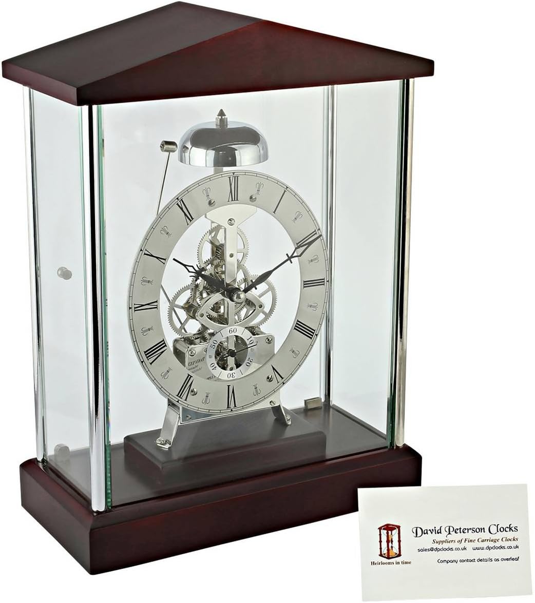 David Peterson Glass and Wood Skeleton Clock with Passing Strike ...