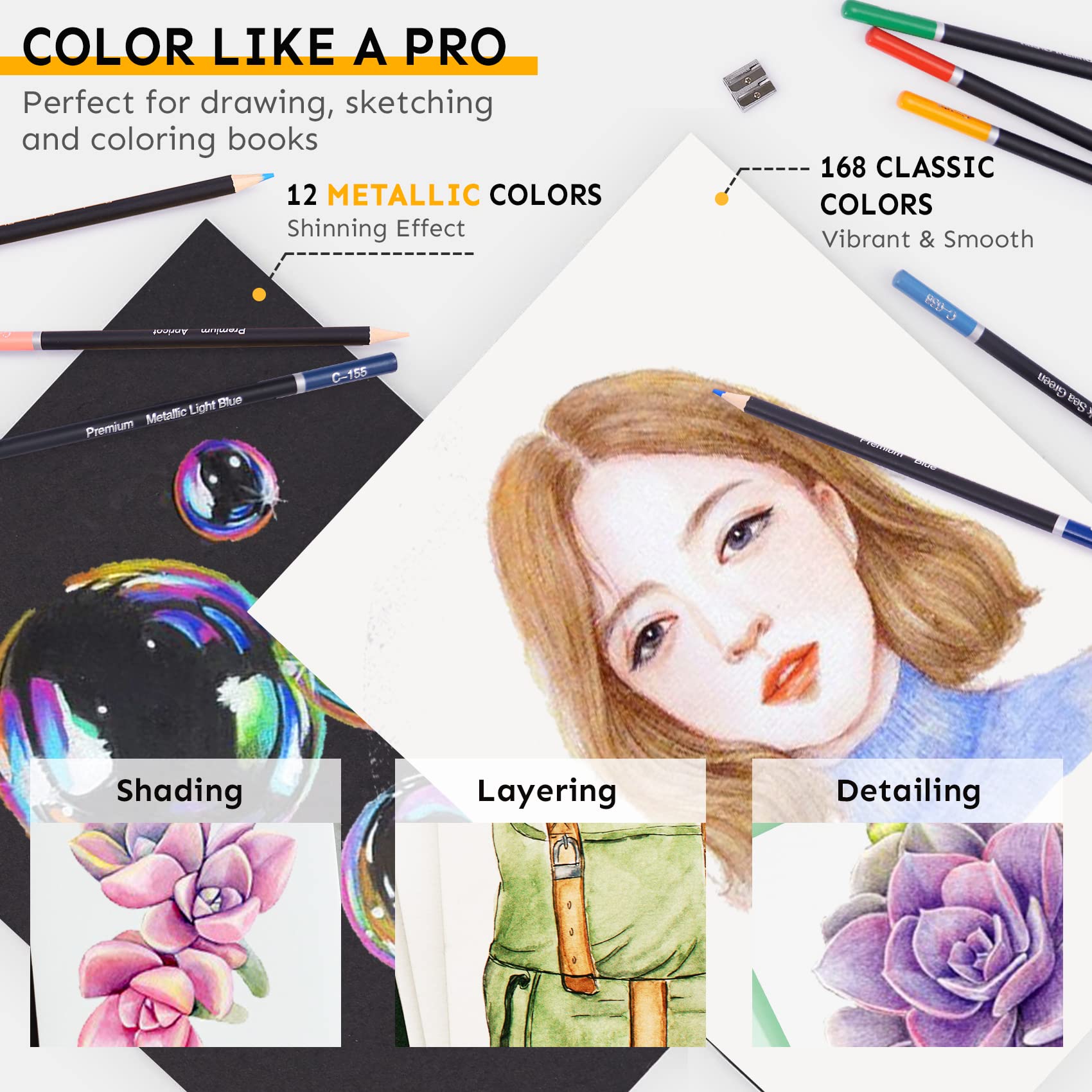 Mua 180 Professional Colored Pencils Set with Vibrant Colors - For ...