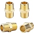 Amazon.com: KOOTANS 1/2 NPT x 1/2 NPT Male Solid Brass Hex Nipples, Heavy Brass Pipe Adapter ...