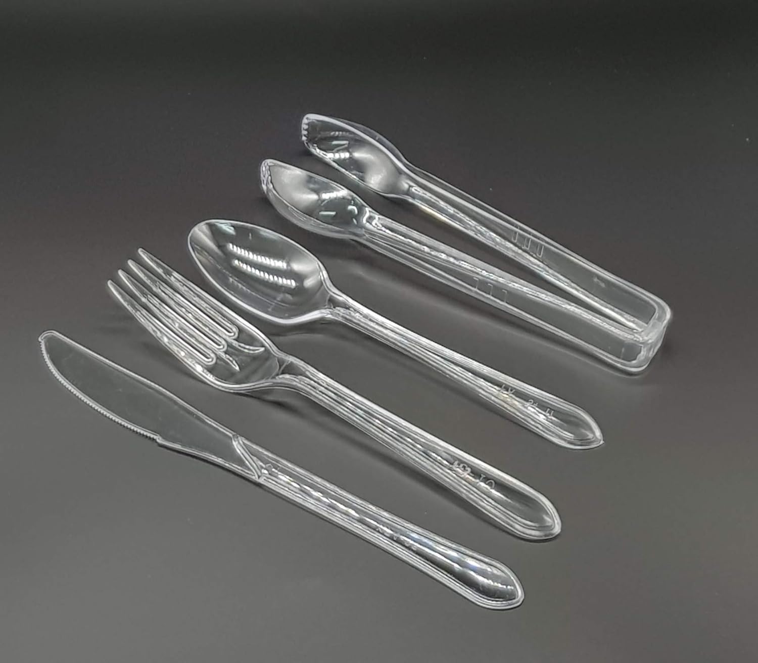 GSL 150 x Heavy Duty Clear Plastic Cutlery Plus 4 Tongs – Perfect for ...