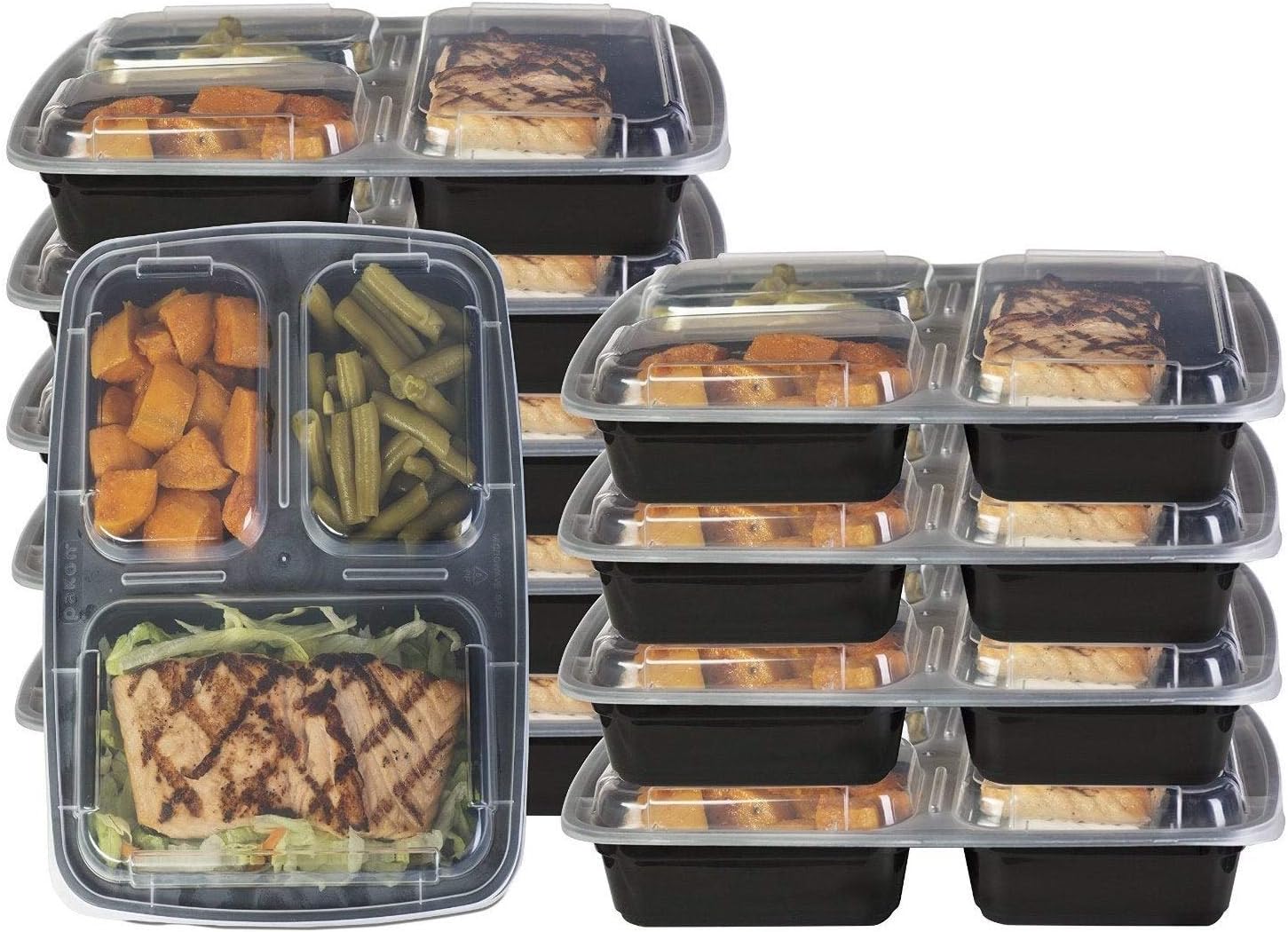 Amazon.com - 3 Compartment Premium Meal Prep Food Containers with Lids ...