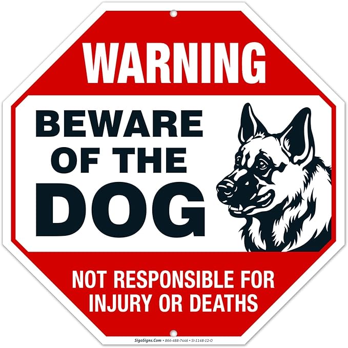 Amazon.com : Beware of Dog Sign German Shepherd, Dog Warning Sign ...