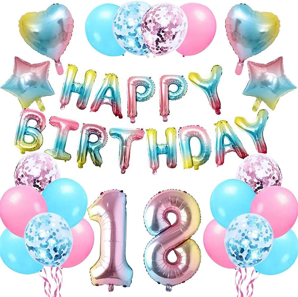 18th Birthday Decoration Balloons,18th Birthday Party Decorations, Foil ...