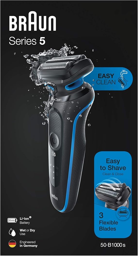 Braun Series 5 50-B1000s Electric Shaver, Wet & Dry, Rechargeable ...