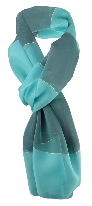 Damen Chiffon Halstuch grün türkis gestreift Gr. 165 cm x 40 cm - Tuch ...