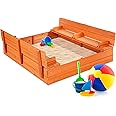 Amazon.com: Best Choice Products 47x47in Kids Large Wooden Sandbox for ...