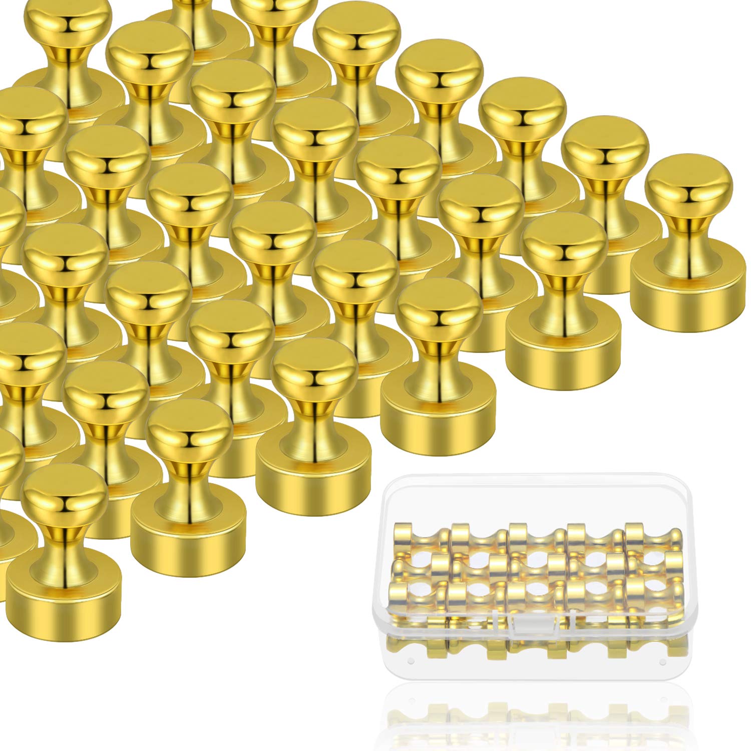 Buy 20 Pieces Push Pin Magnets Small Magnetic Push Pins Gold Fridge ...