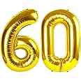 Amazon.com: Gold Number 60 Balloon 40 inch, 60 Number Balloons, 60th ...