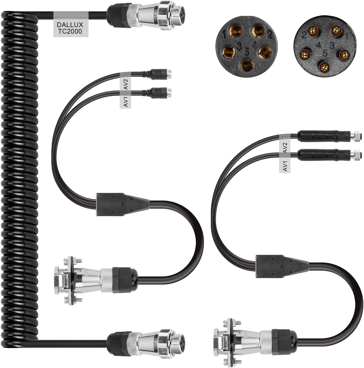 Heavy Duty Vehicle Coil Trailer Cable with 2 Channel 4 PIN AV Connector ...
