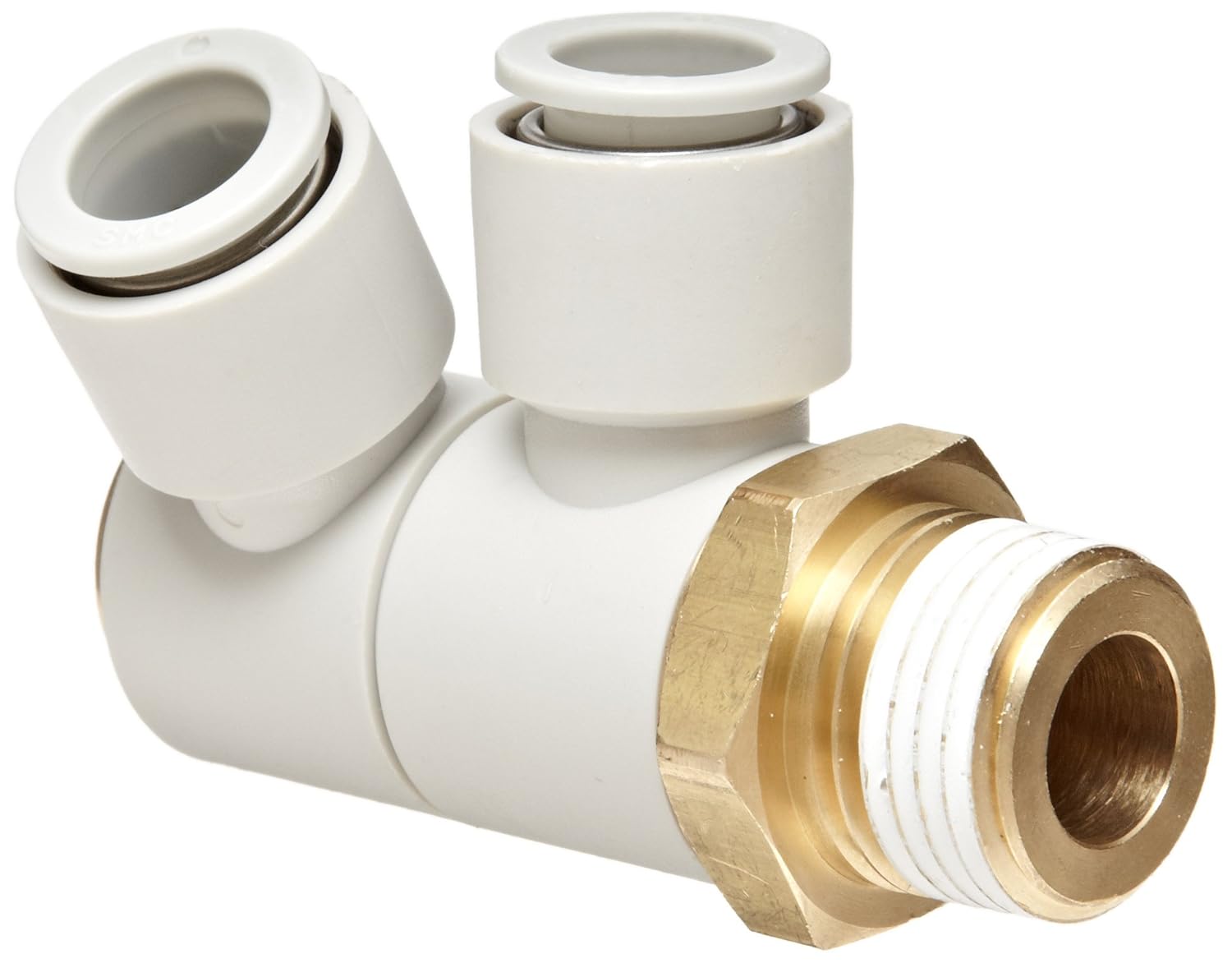 SMC KQ2VD06-01AS PBT & Brass Push-to-Connect Tube Fitting with Sealant, Double Universal Elbow ...