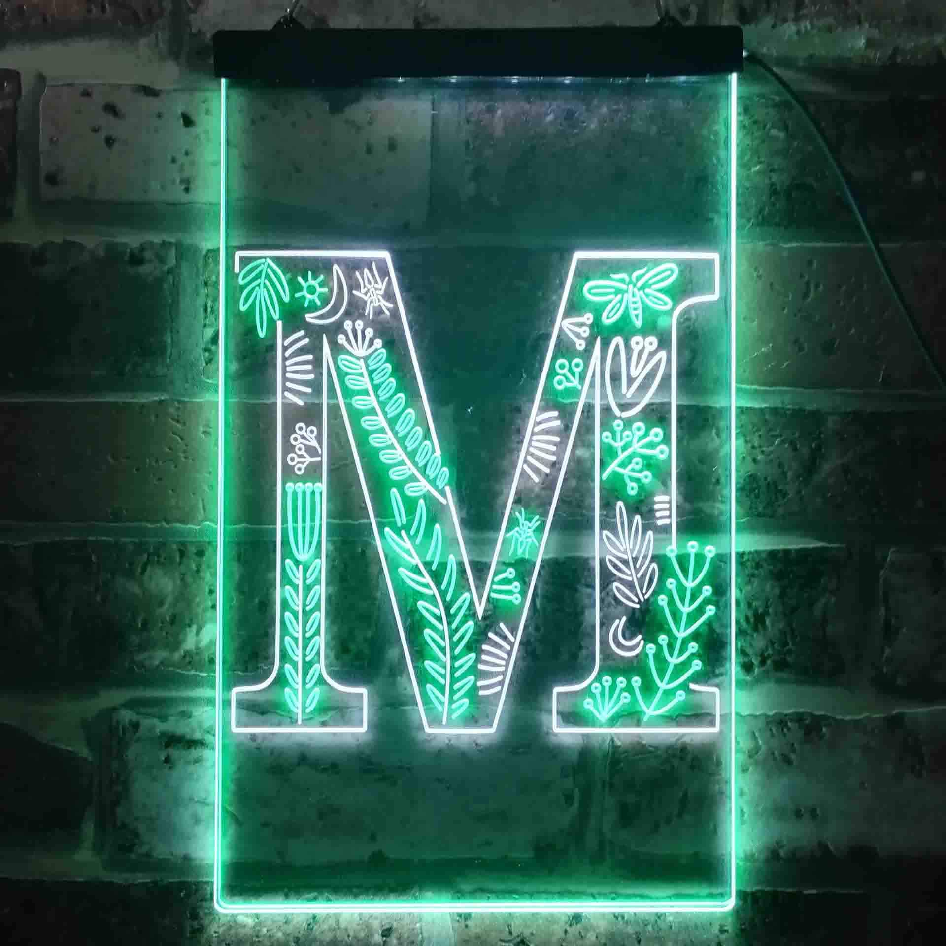 ADVPRO Letter M Initial Monogram Family Name Dual Color LED Neon Sign ...